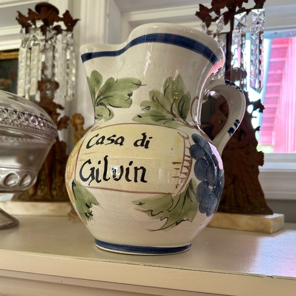 Hand Crafted | Dining | Handmade Pottery Pitcher Made In Italy Blue ...